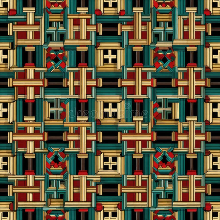 Geometric Interlocking Pillars: a Vibrant, Structured Art Deco Pattern ...