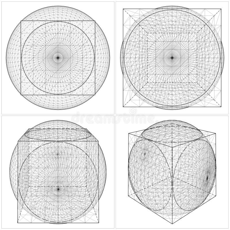 Geometric Intersection of Cube and Sphere Vector Stock Vector ...