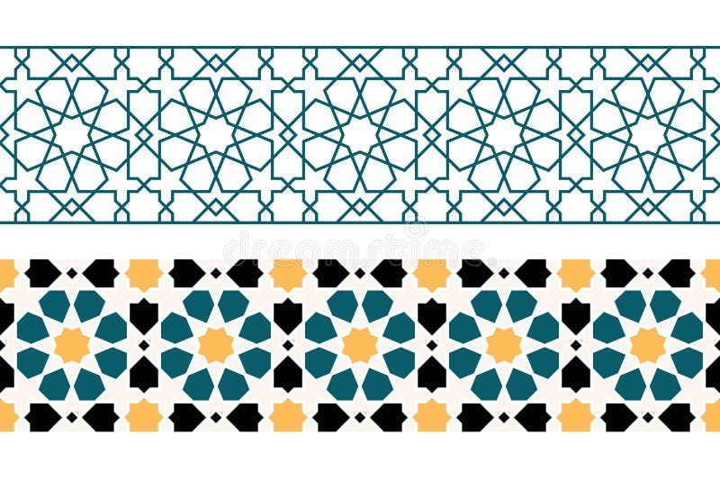 Geometric Islamic Horizontal Seamless Patterns Stock Vector ...