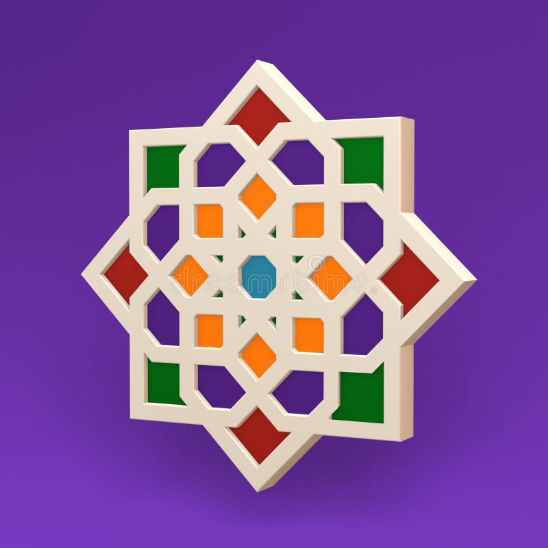 Geometric Islamic Pattern of Square and Triangular Shapes on a Purple ...