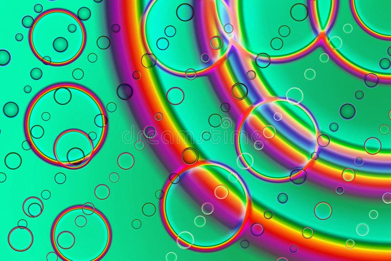 Geometric Joyful Abstract Background. Rainbow Circles and Arcs on a ...
