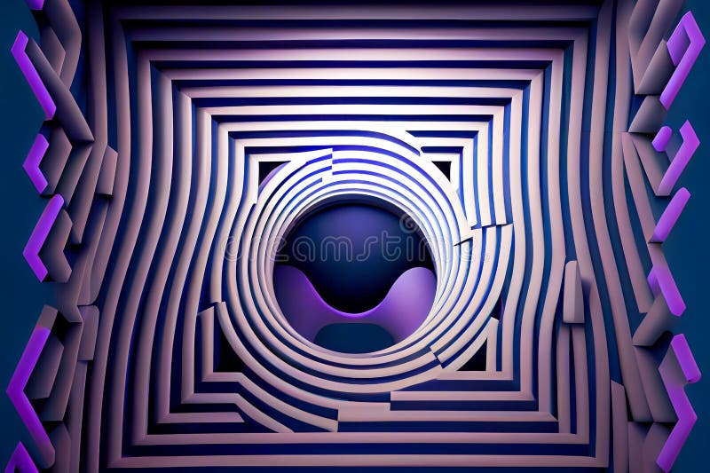 Geometric Labyrinth, Optical Illusion, Ai Illustration Stock ...