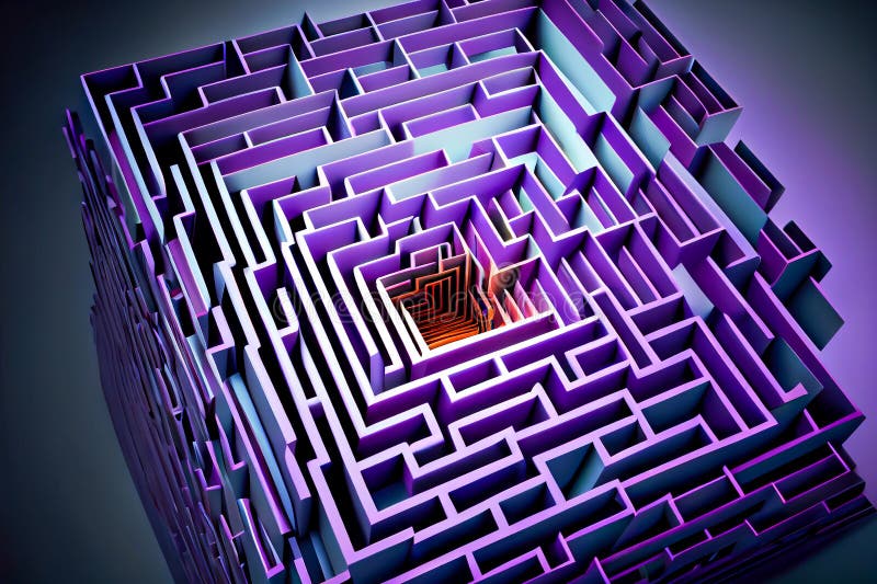 Geometric Labyrinth, Optical Illusion, Ai Illustration Stock ...