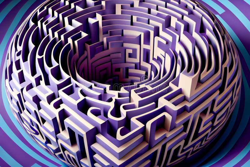 Geometric Labyrinth, Optical Illusion, Ai Illustration Stock ...
