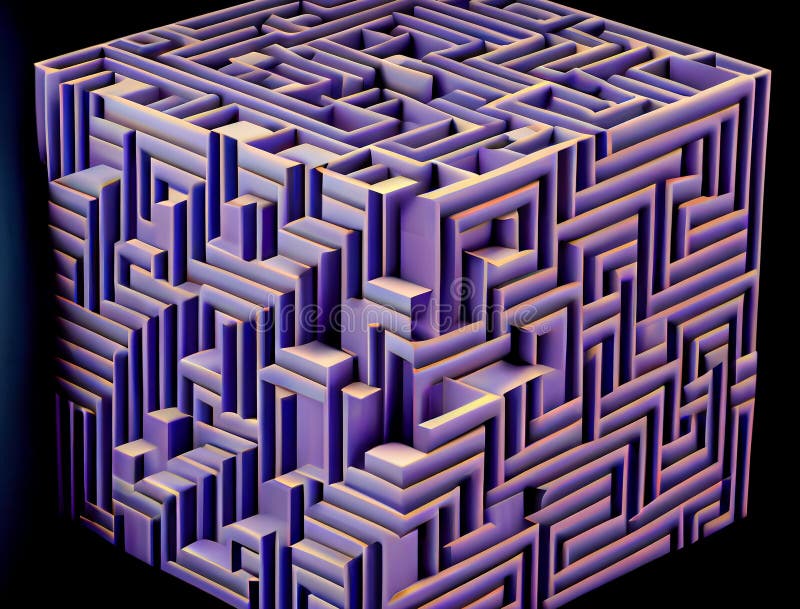 Geometric Labyrinth, Optical Illusion, Ai Illustration Stock ...