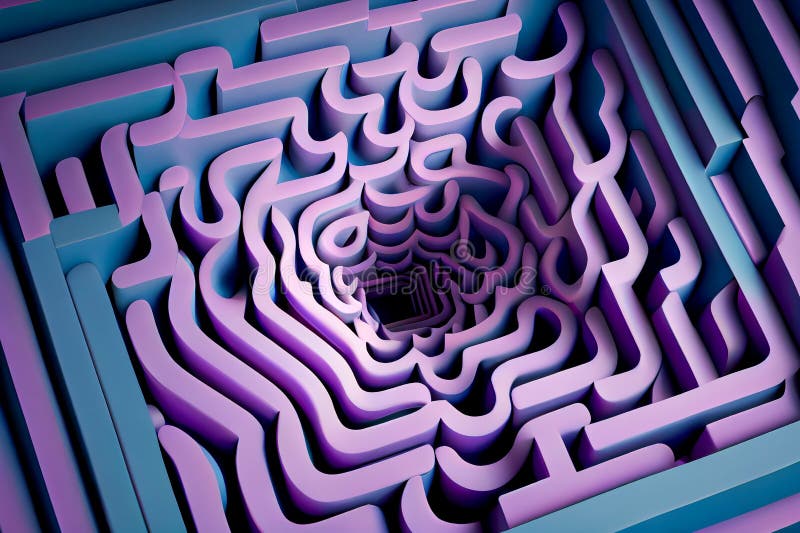 Geometric Labyrinth, Optical Illusion, Ai Illustration Stock ...