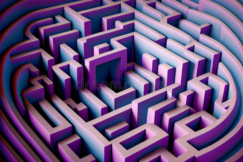 Geometric Labyrinth, Optical Illusion, Ai Illustration Stock ...
