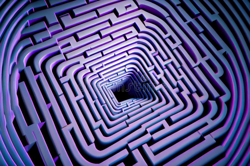 Geometric Labyrinth, Optical Illusion, Ai Illustration Stock ...