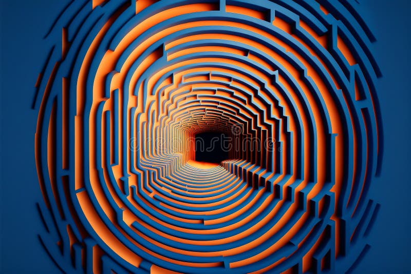 Geometric Labyrinth, Optical Illusion, Ai Illustration Stock ...