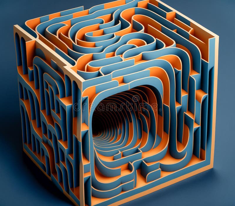 Geometric Labyrinth, Optical Illusion, Ai Illustration Stock ...