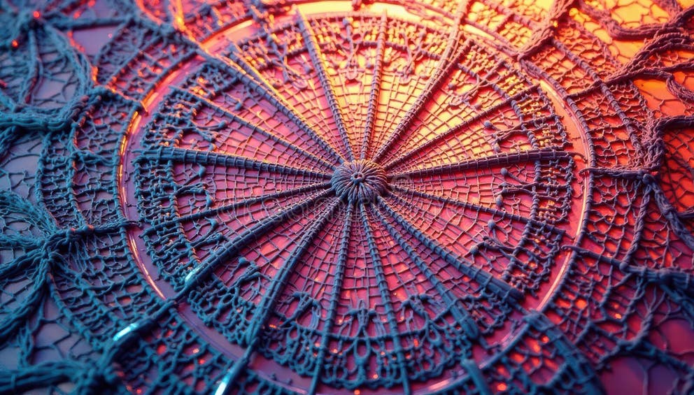 Geometric Lace Pattern, Sharp Lines and Intersecting Shapes Creating a Complex Structure ...