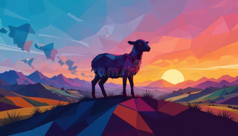 Geometric Lambscape Bold Colors and Sharp Lines Define this Low Poly ...