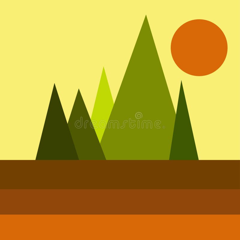 Geometric Landscape with Eco Nature Environment Stock Vector ...