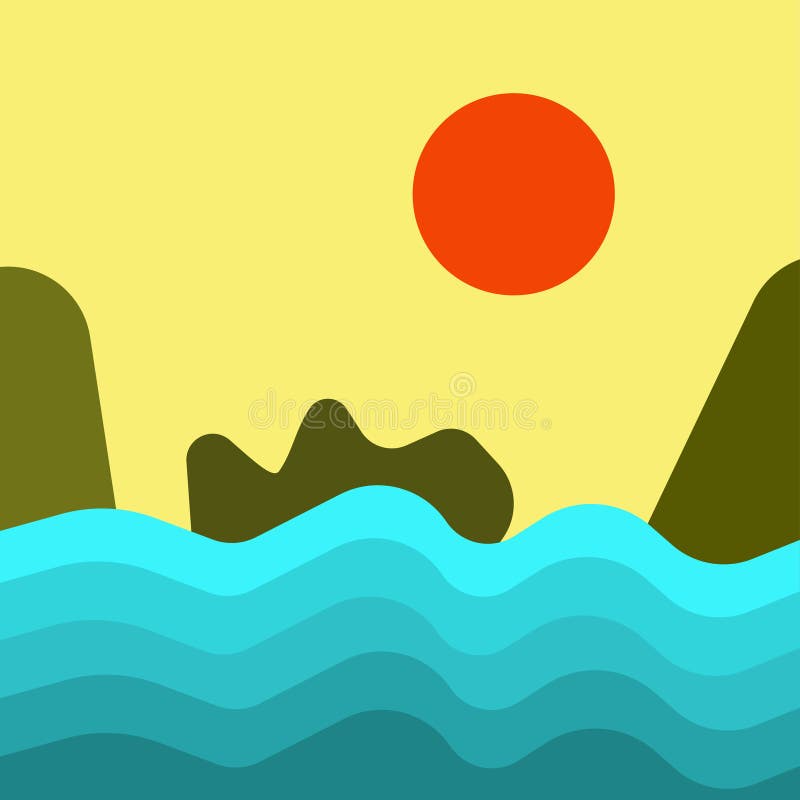 Geometric Landscape with Eco Nature Environment Stock Vector ...