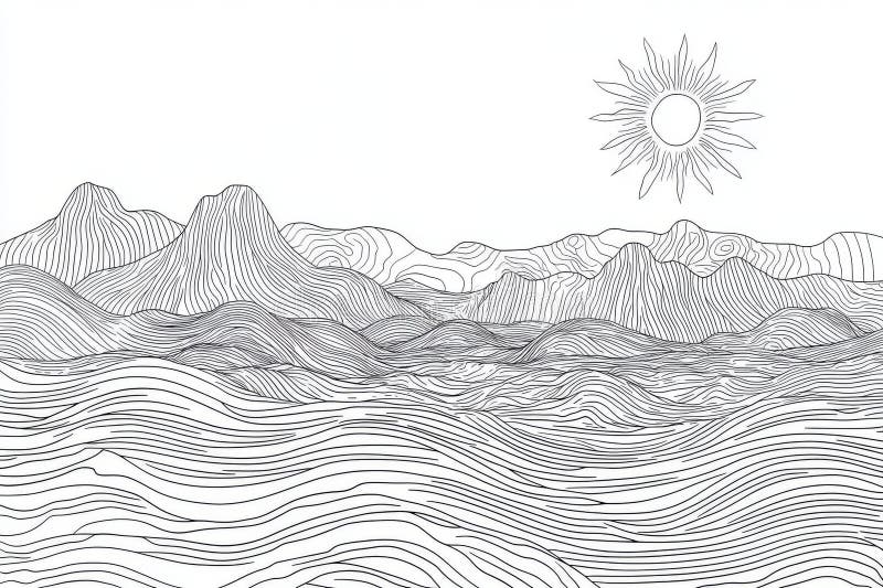 The Geometric Landscape Illustration Features Linear Fill Elements To ...