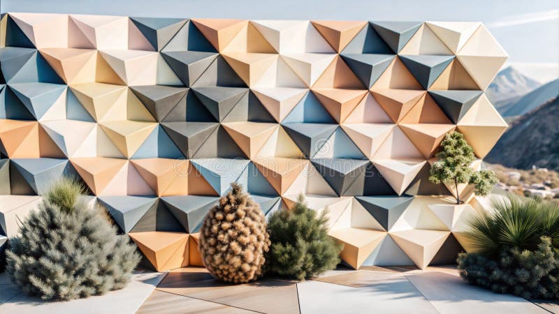 Pastel Triangular Geometric Landscape Stock Image - Image of landscape ...