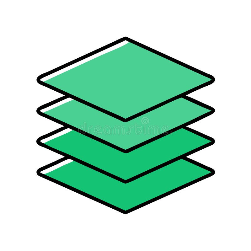 Geometric Layered Green Sheets Stack Abstract Vector Graphic Stock ...
