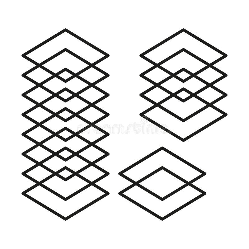 Geometric Layers Vector. Black and White. Stacked Diamond Shapes ...