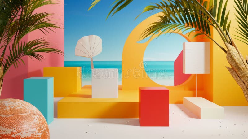 Geometric Layout Arrangement Beach Holiday Elements Stock Photo - Image ...