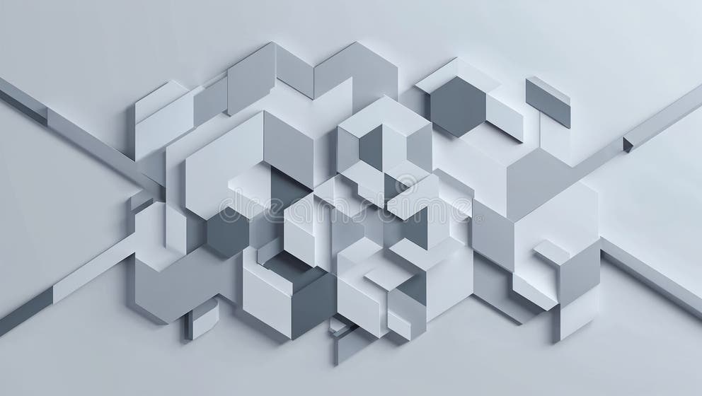Geometric Layout of Grayscale Hexagonal 3D Boxes and Layers Stock ...