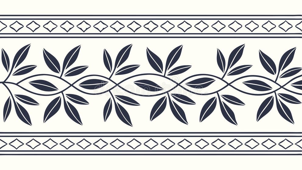Geometric Leaf Pattern Border, Modern Botanical Design, Vector Design ...