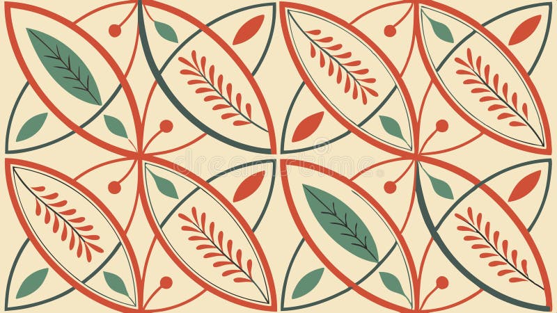 Geometric Leaf Pattern, Nature Motif and Decorative Textile Design ...