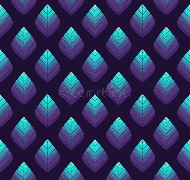 Geometric Leaves Vector Seamless Pattern Abstract Vector Texture Leaf