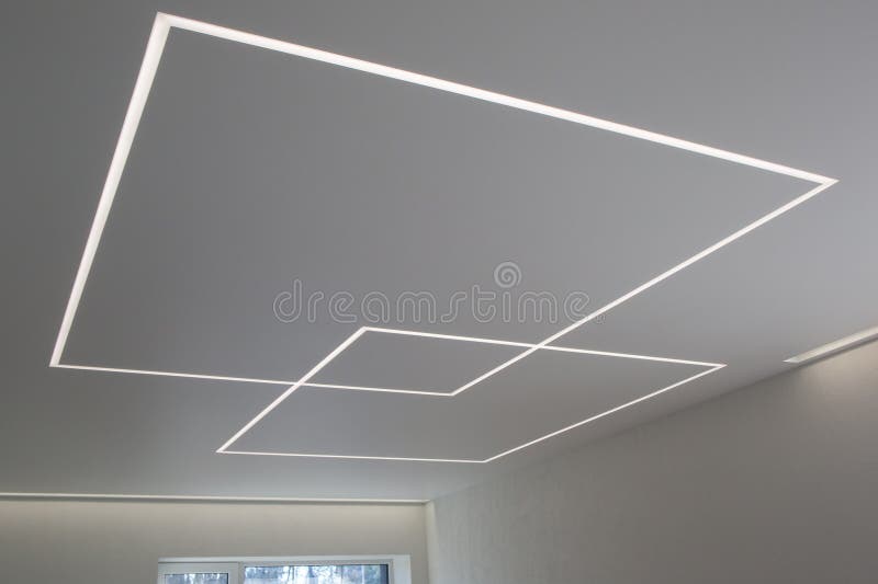Geometric LED Ceiling Lighting Stock Photo - Image of lights, smaller ...