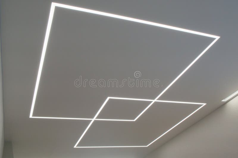 Geometric LED Ceiling Lighting Stock Image - Image of unique, shapes ...