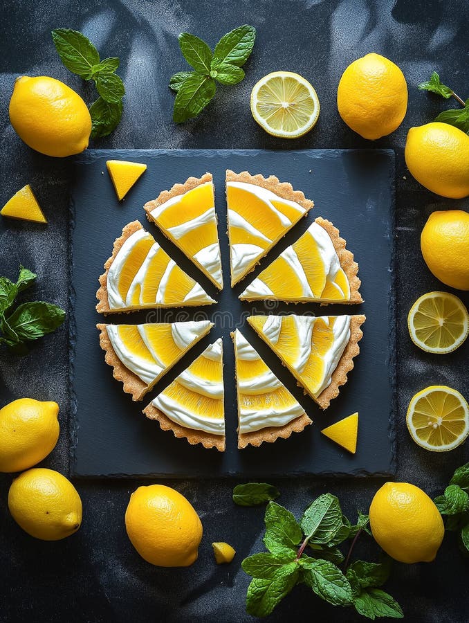 Geometric Lemon Tart with Bold Accents Stock Illustration ...
