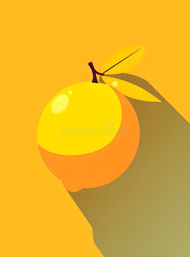 Geometric Lemon with Yellow Leaves on Yellow Background – Flat ...