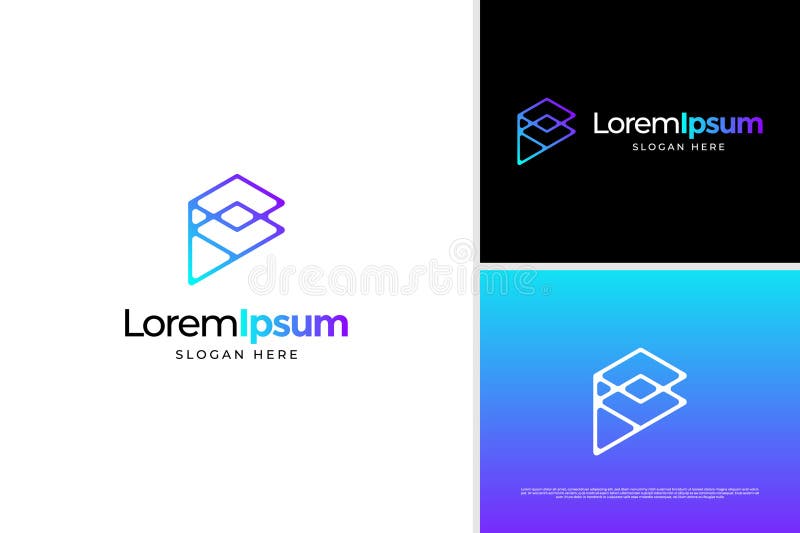 Geometric Letter P Digital Logo Vector Design Stock Vector ...