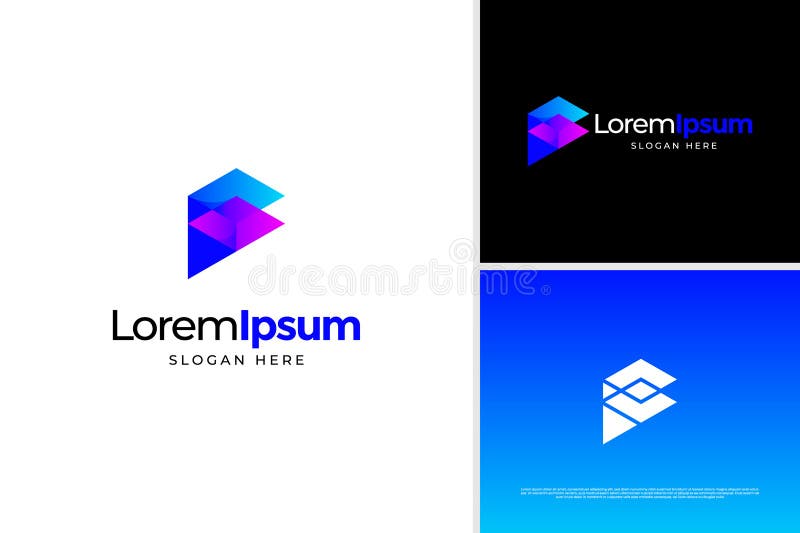 Geometric Letter P Digital Logo Vector Design Stock Vector ...