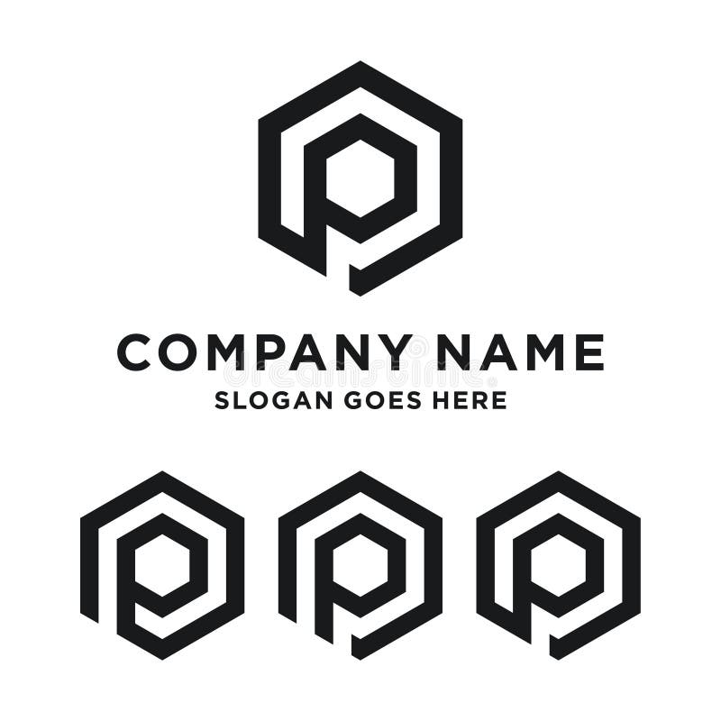 Geometric Letter P Logo Template Design Vector in Polygon Shape Stock ...