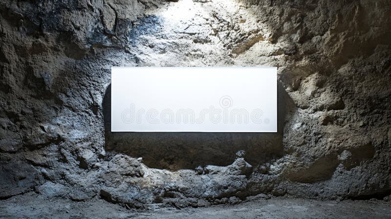 Geometric Light a Glowing Rectangle on a Rough Stone Background Surface ...