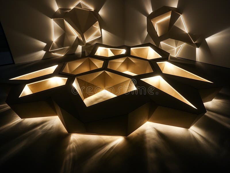 Geometric Light Installation Art Stock Image - Image of light ...