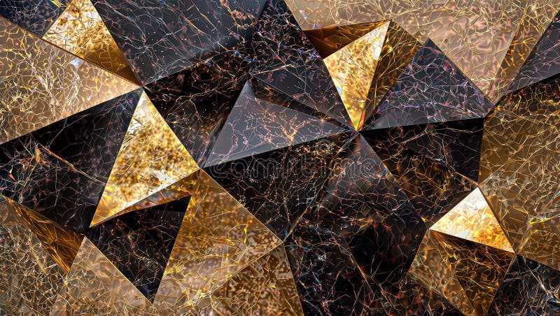 Multifaceted Shapes with Golden and Dark Reflections, Generative Ai ...