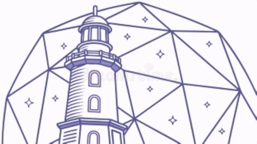 Geometric Lighthouse Dome, Modern Architectural Structure Illustration ...