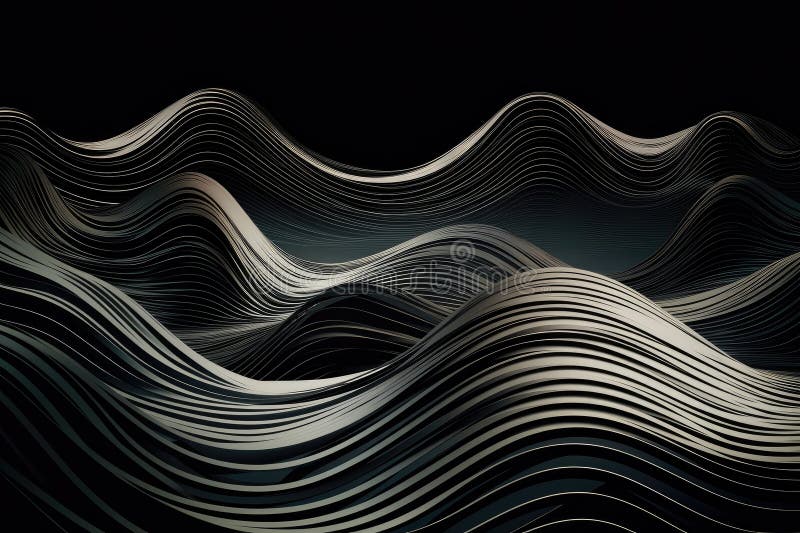 Geometric Line Art and Contours of Waves, with Reflection on the Water ...