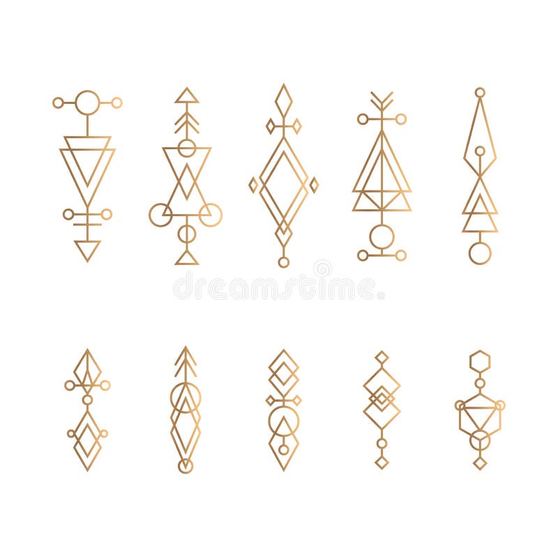 Geometric Linear Shapes Vector Set. Abstract Line Drawn Graphic ...