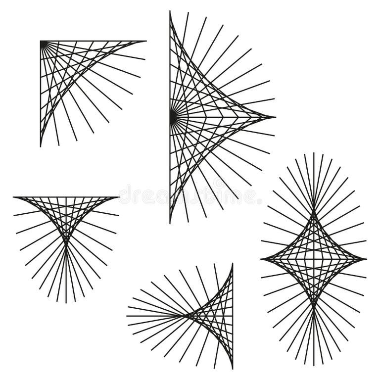 Geometric Line Elements. Thin Radial Pattern. Abstract Spirograph Forms ...