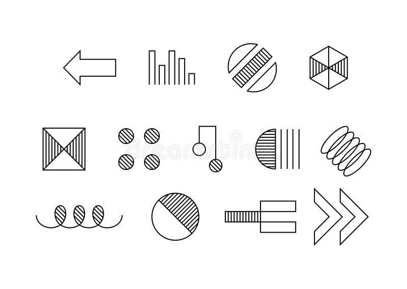 Geometric Line Elements Vector Set Stock Illustration - Illustration of ...