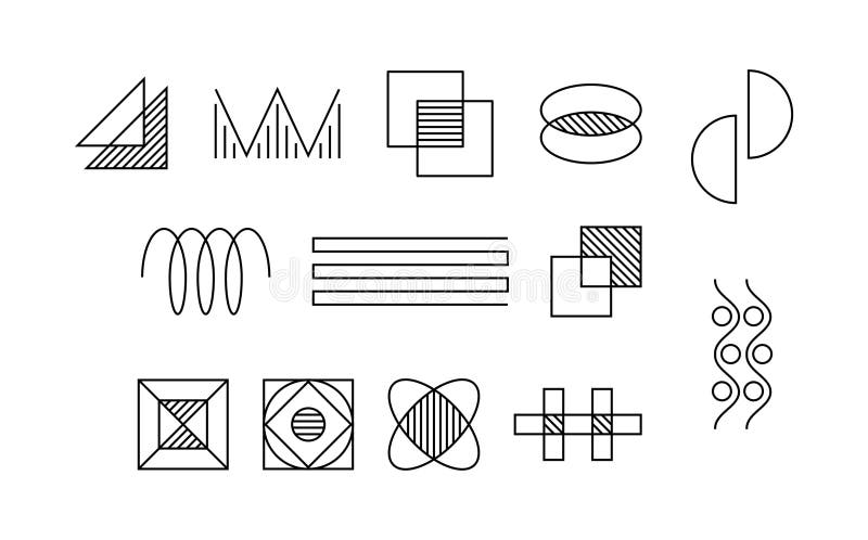 Geometric Line Elements Vector Set Stock Illustration - Illustration of ...