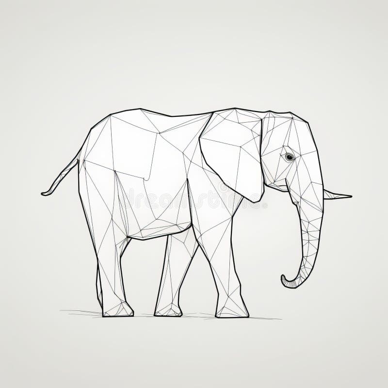 Geometric Line Elephant Illustration: Low Poly Style with Post ...