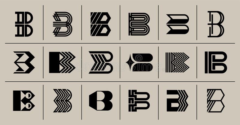 Geometric Line Letter B Logo Template Bundle Stock Vector ...