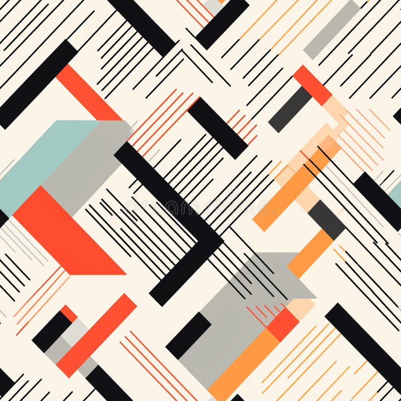 Geometric Line Pattern Bauhaus-inspired Design for Surface Printing ...