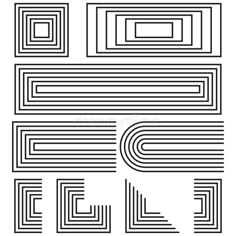 Geometric Line Patterns. Rectangular Abstract Shapes. Minimalistic ...