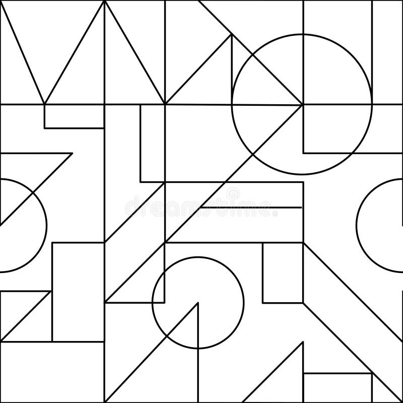 Geometric Line Shapes with Color Accents Seamless Vector Pattern. Stock ...