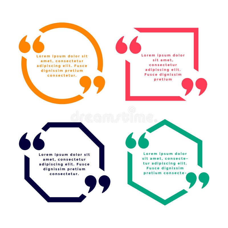 Geometric Line Style Quote Template in Four Colors Stock Vector ...