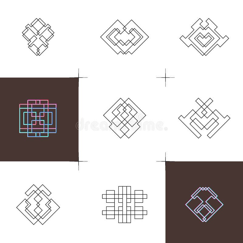 Geometric Linear Art Elements. Set of Hipster Style Logo Design Stock ...